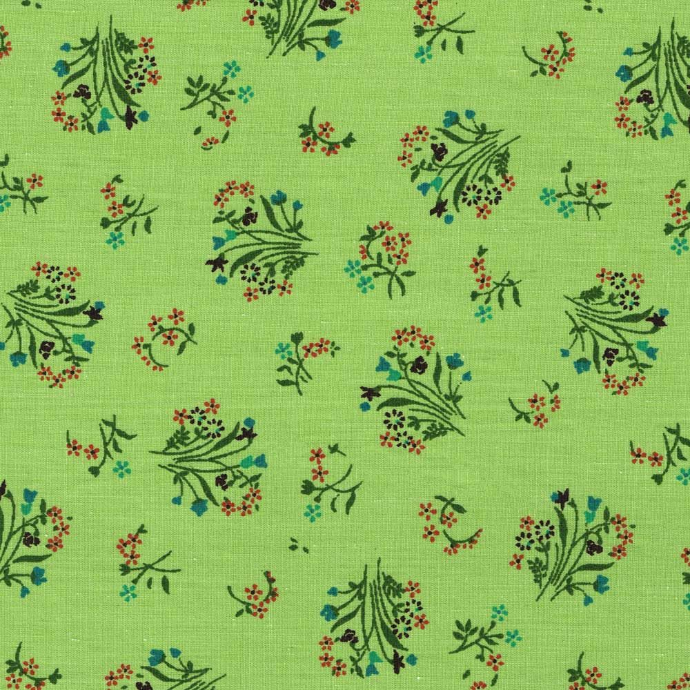 Printed Craft Cotton Green Posies - Alice Caroline