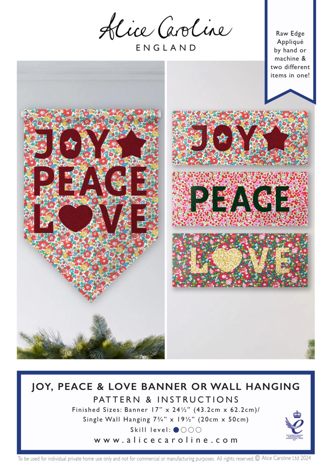 Joy, Peace & Love Banner Instructions & Pattern | Alice Caroline