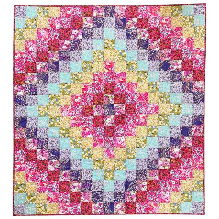 Liberty Patchwork Quilt In Pastels | Trip Around The World Quilt Kit